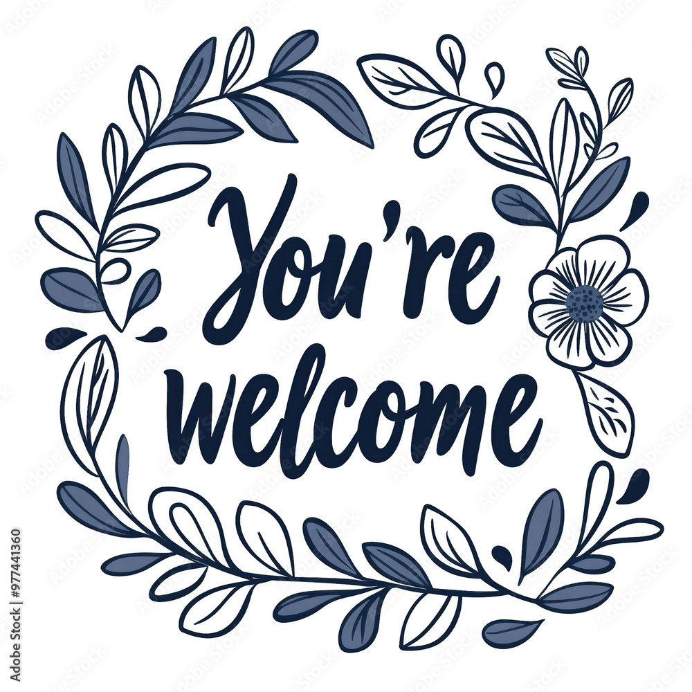 You're welcome text in elegant typography. transparent background Stock ...