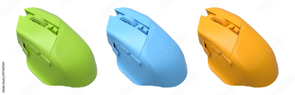 Set of wireless gaming computer mouse isolated on white background with ...