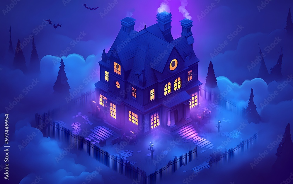 Spooky Haunted Mansion in a Fantasy World - 3D Isometric Low-Poly Video ...