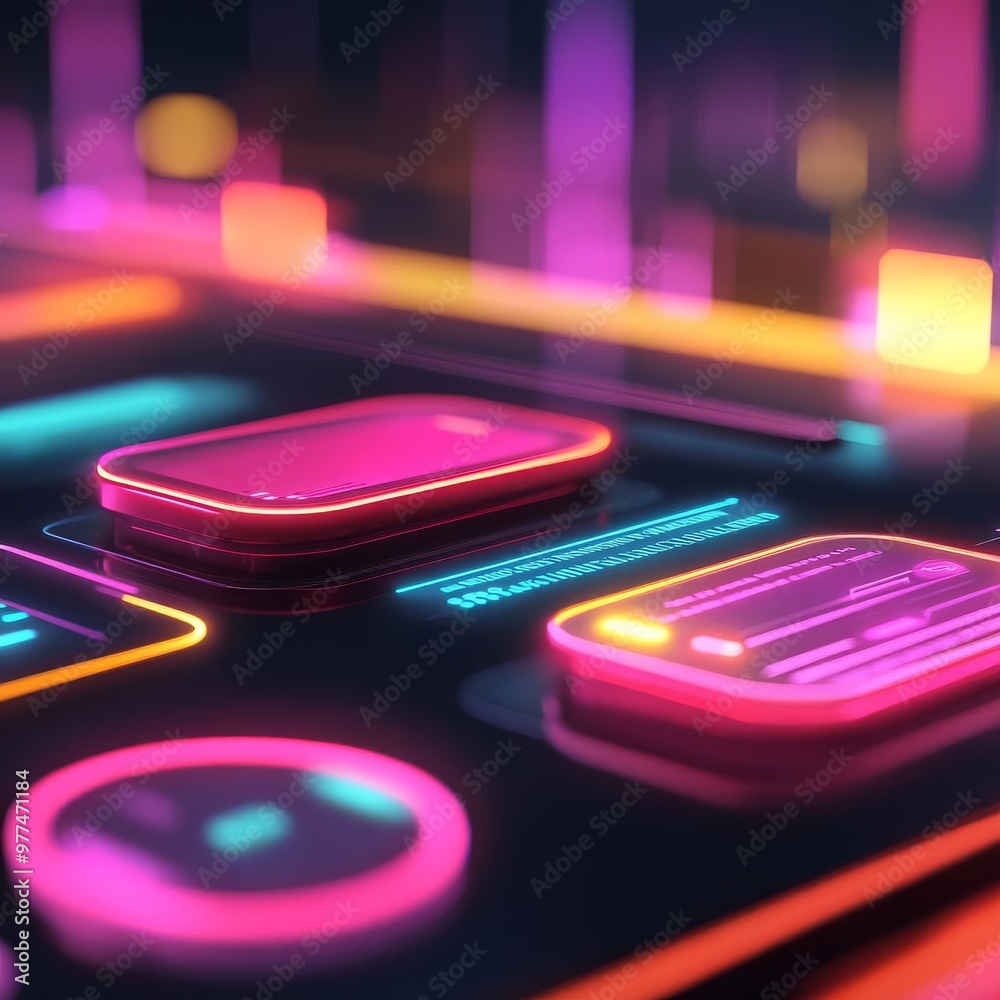 UX pattern library, digital UI components, glowing usage guidelines ...