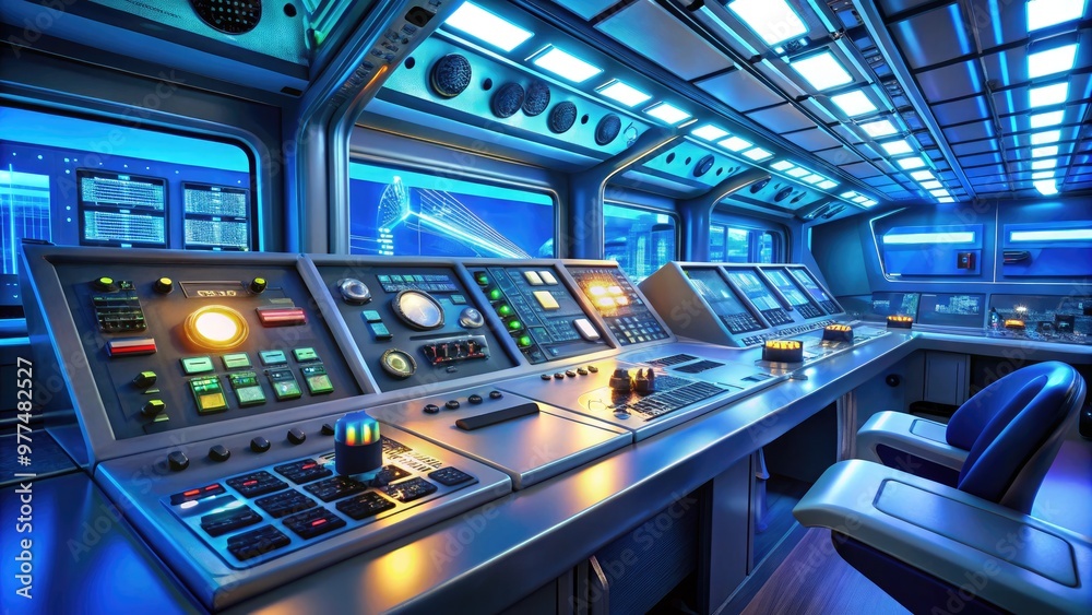Modern futuristic dashboard control panel with sleek electronic ...