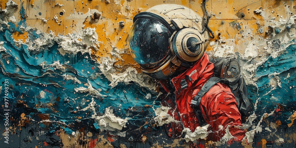 A street art mural with 3D effects, where the characters and objects ...