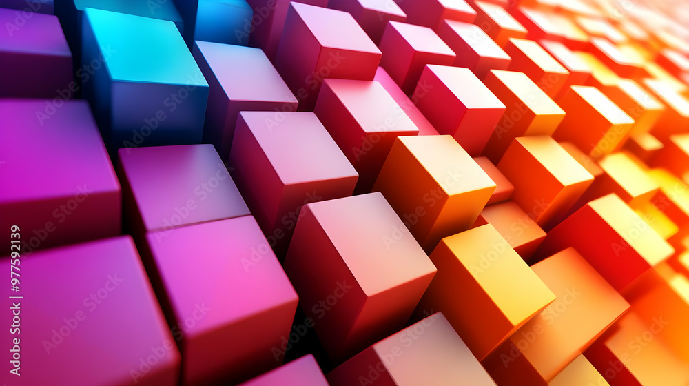 Vibrant 3D Abstract Color Blocks Background for 2025 Calendar Design ...