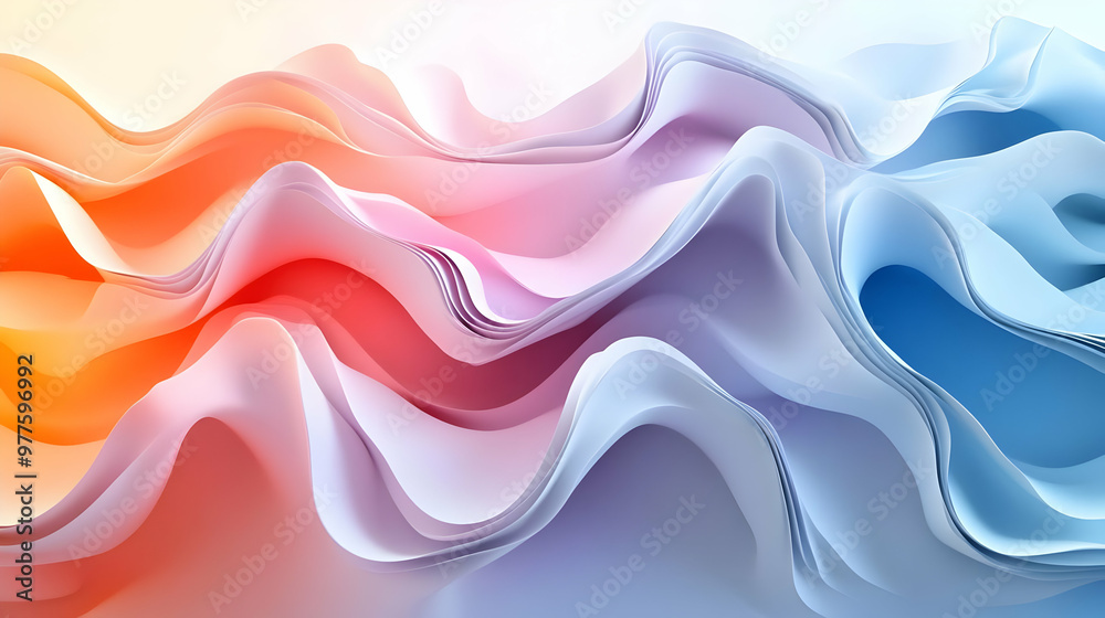 Create a 3D Abstract Calendar Background with Soft Flowing Shapes in ...