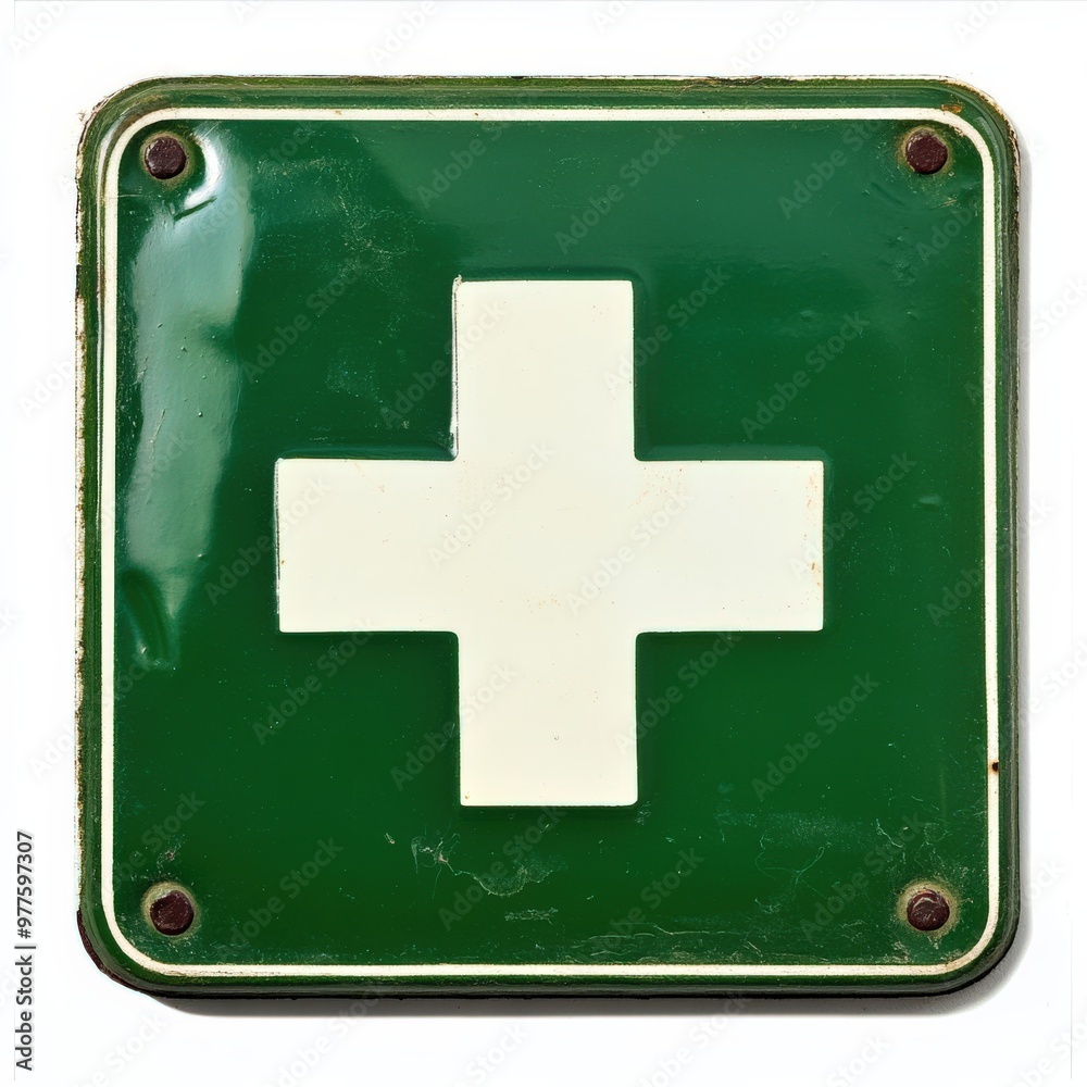 First Aid Sign. Hospital ER Green Symbol for Help and Information Stock ...