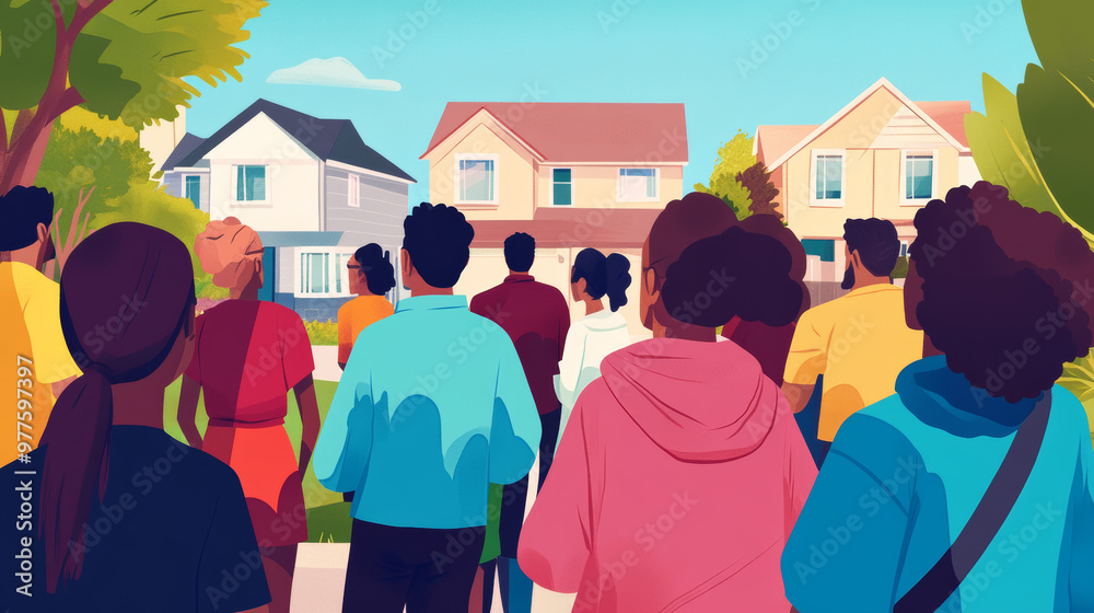 Neighbors helping each other out. A community meeting or acts of ...