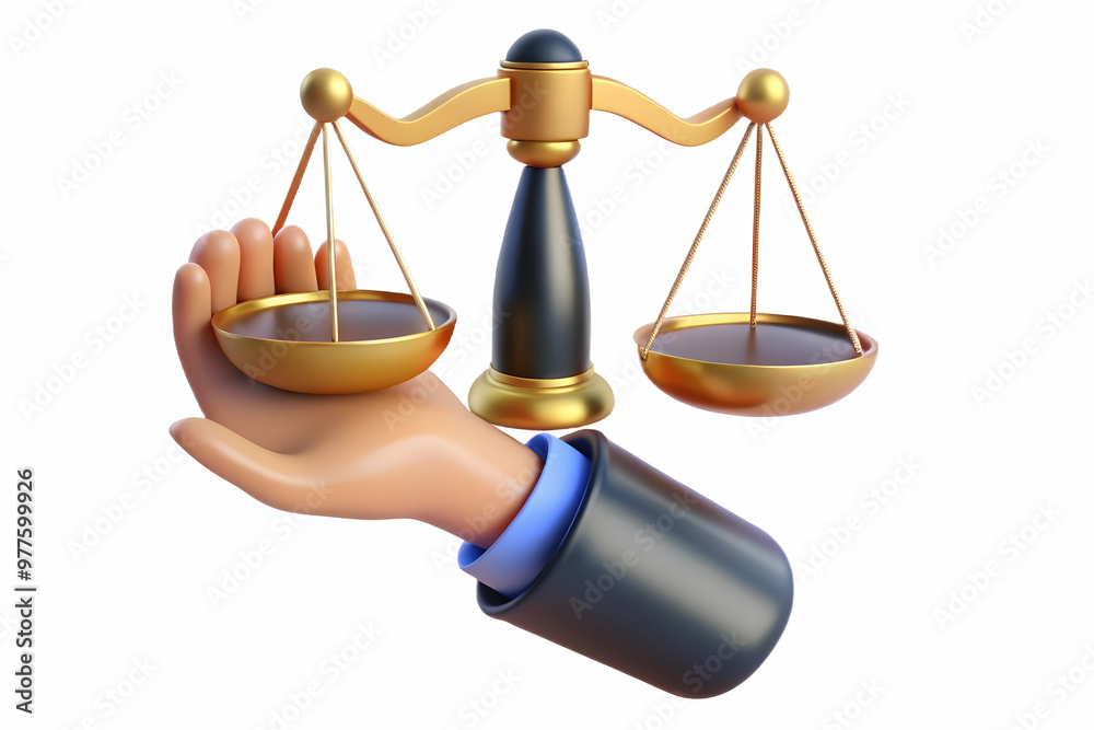 3D Floating Hand Holding Glowing Scales of Justice for Human Rights Day ...