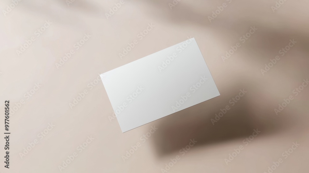Blank white 3D visiting card template floating on a clean background ...
