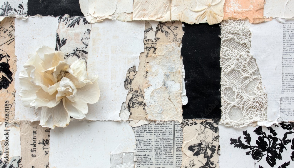A richly textured collage of French-inspired motifs, including rococo ...