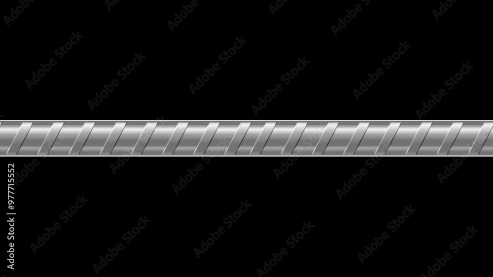 Realistic metal bar animation. Metal rebar. Seamless steel rebar. Metal ...