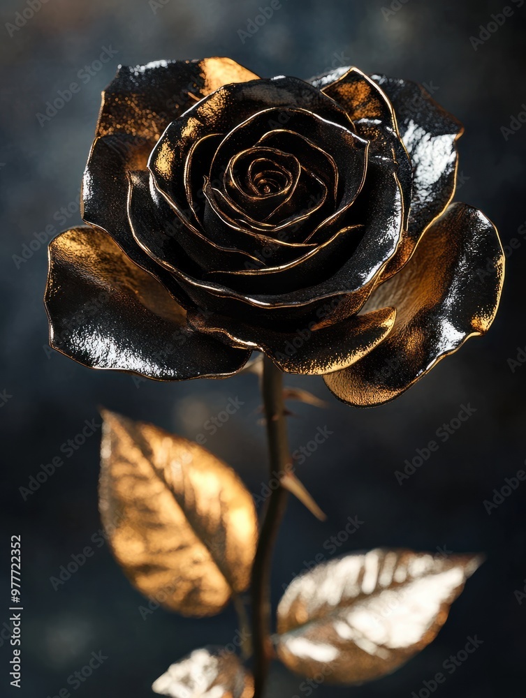 Beautiful black gold metallic rose for your birthday. Flower rose, gift ...