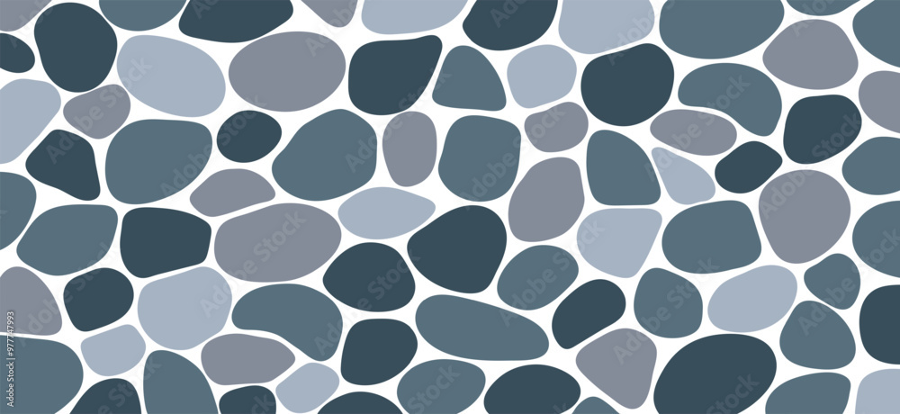 Cobblestone paving vector illustration. Cute pebble background. Rounded stones wallpaper for ...