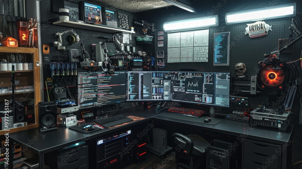 An amazing desk of a cyber genius is a technological masterpiece ...