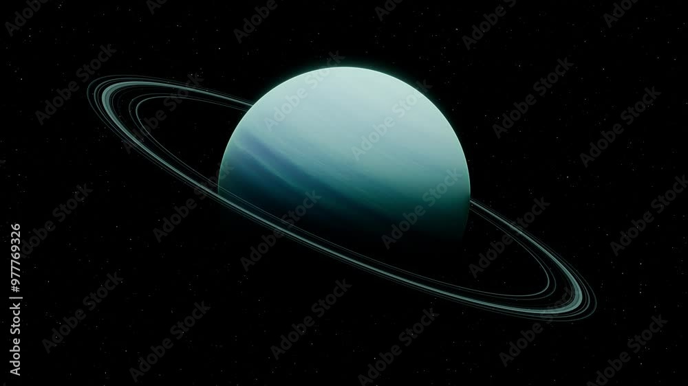 Planet Uranus the Ice giant 3D Animated Visualization with rings UHD 4K ...