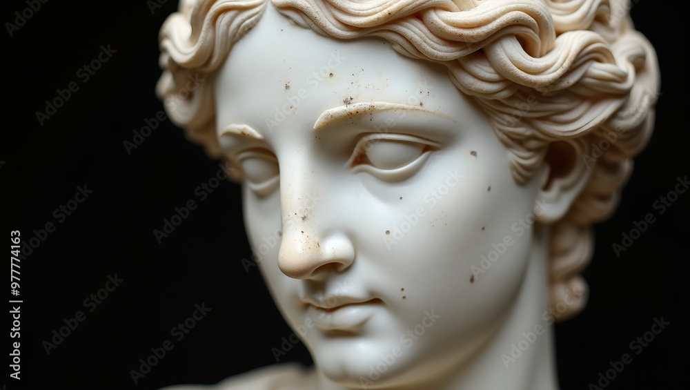 Ancient Greek marble statue head with intricate details and timeless ...