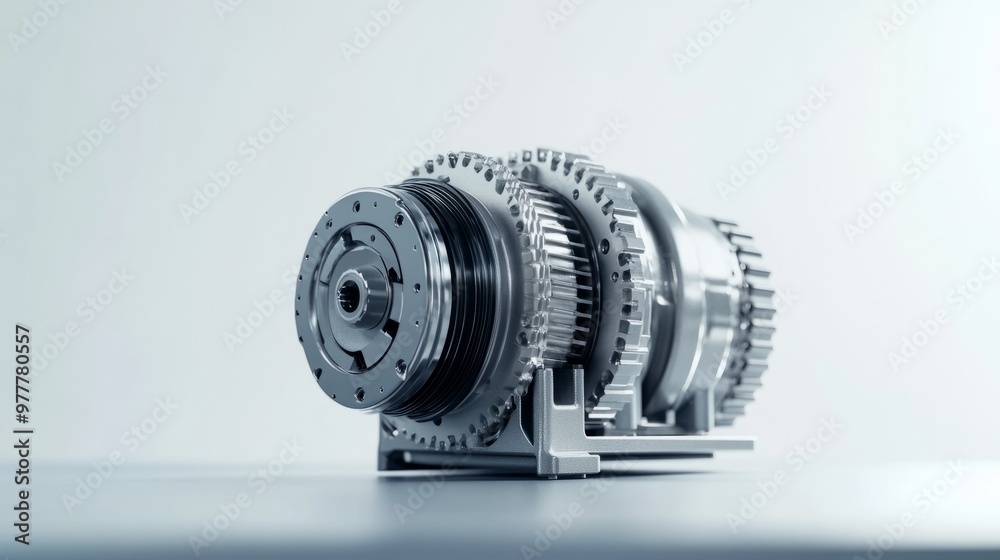Industrial gearbox close-up, mechanical precision engineering, heavy ...