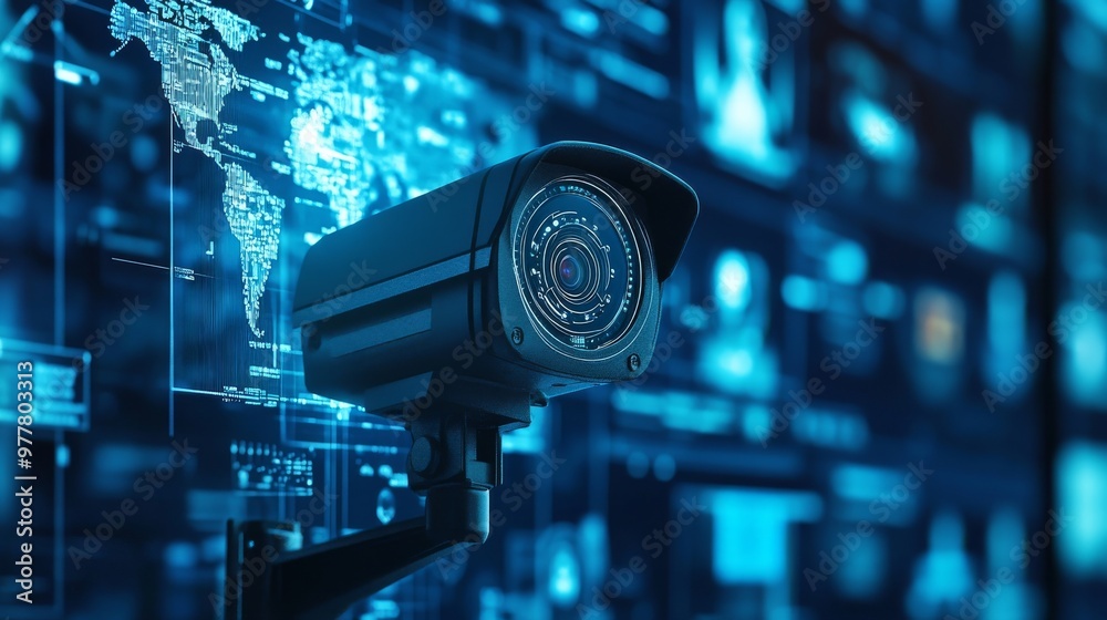 website header for security system integrator in dark blue and black ...