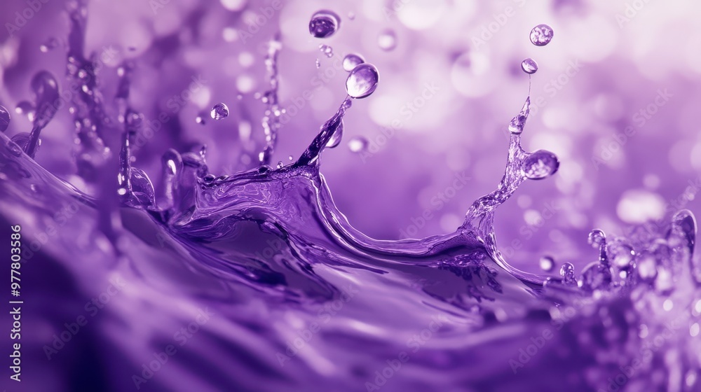 Vibrant purple water splash capturing the essence of fluid motion, creating a mesmerizing visual ...
