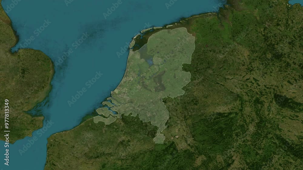 Zoom from Earth to Netherlands. (Highlighted) World map animation with ...