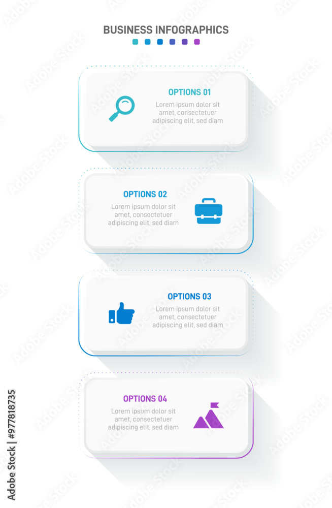 Vertical progress bar featuring 4 arrow-shaped elements, symbolizing ...