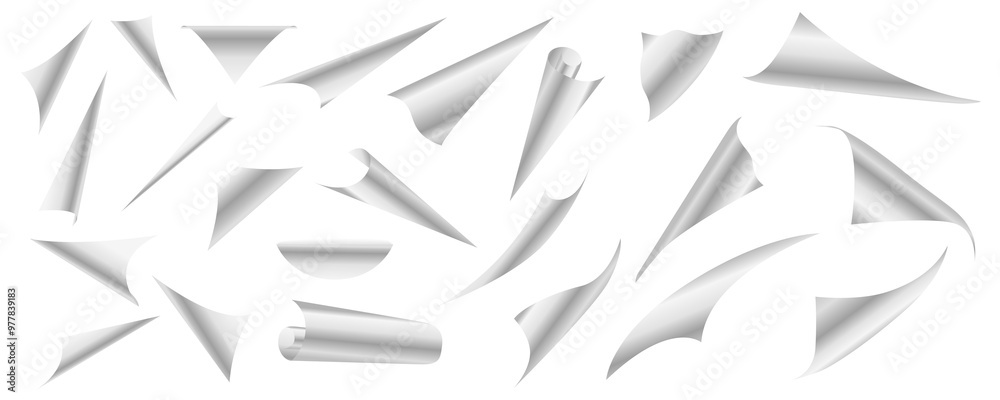 Page bent edges mega set in flat graphic design. Collection elements of ...