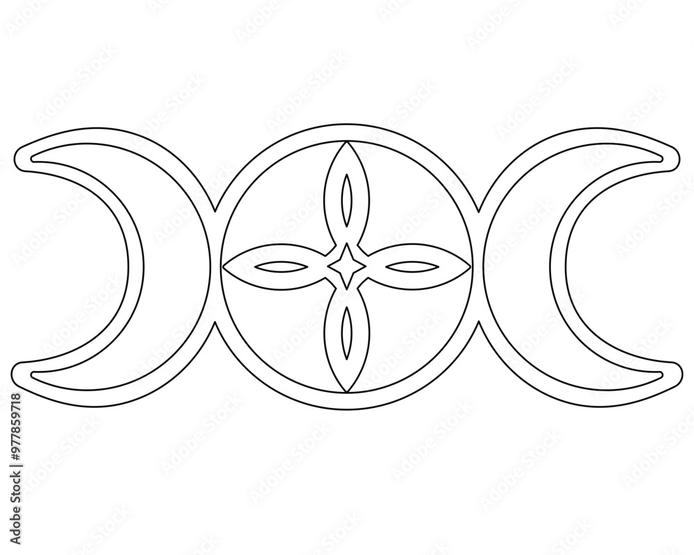 Three moons waxing moon, full moon with celtic symbol and waning moon ...