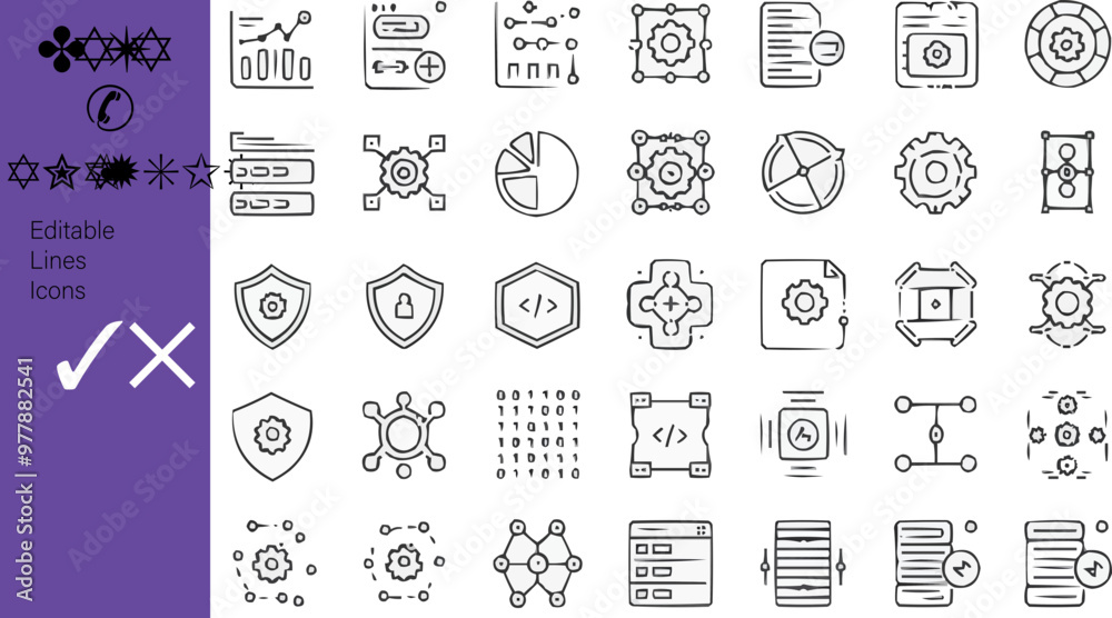 Data Analytics Line Editable Icons set. Vector illustration in modern ...