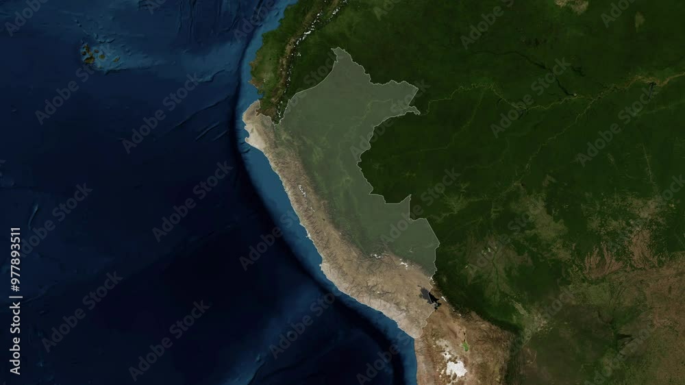 Zoom from Earth to Peru. (Highlighted) High quality world map animation ...