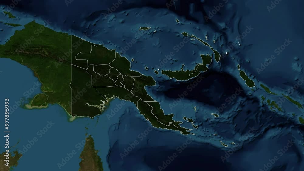 Zoom from Earth to Papua New Guinea. (with Provinces) World map ...