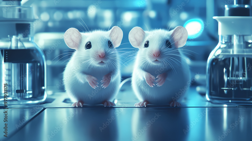 Twin lab mice in a scientific research facility. Cloning Lab ...