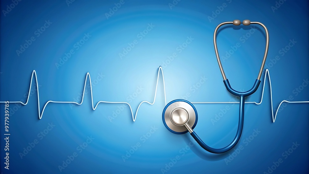 Doctor Illustrate a stethoscope intertwined with a rising ECG line on a ...