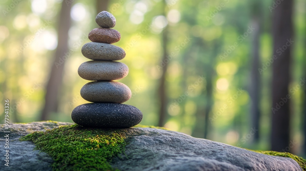 Rock Zen Stack in Balance. Zen stone stack against a backdrop of the ...