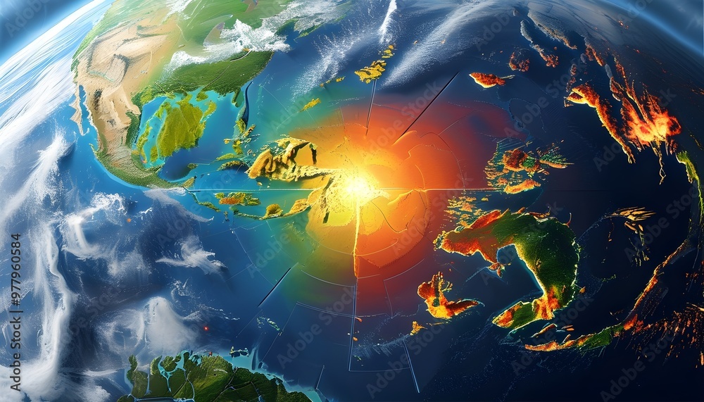Visualizing Climate Tipping Points: Earths Circumference Highlighting ...