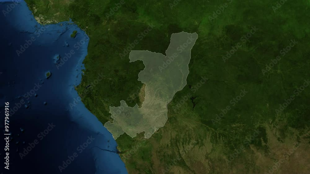 Zoom from Earth to Republic of the Congo. (Highlighted) 3D World map ...