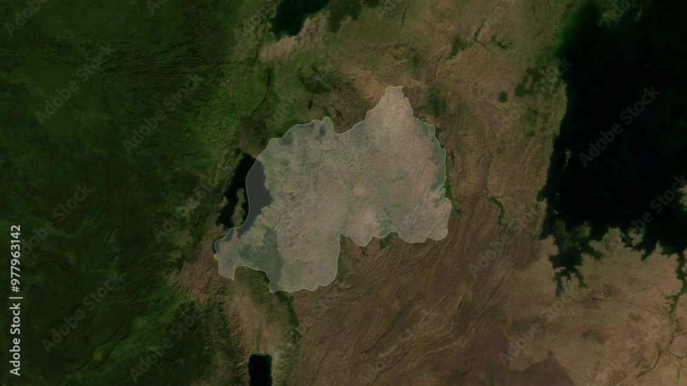 Zoom from Earth to Rwanda. (Highlighted) World map animation with ...