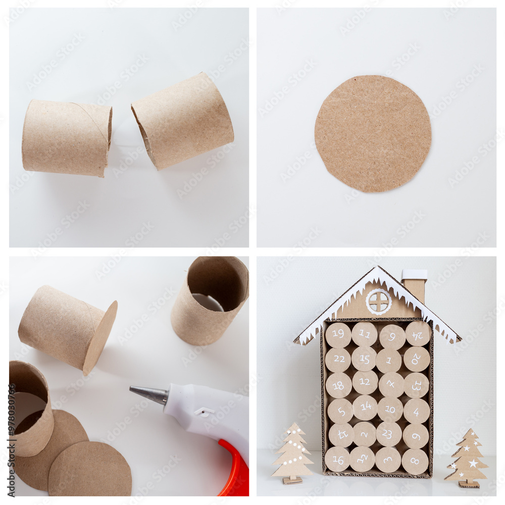 How to make advent calendar with numbered compartments in house shape ...