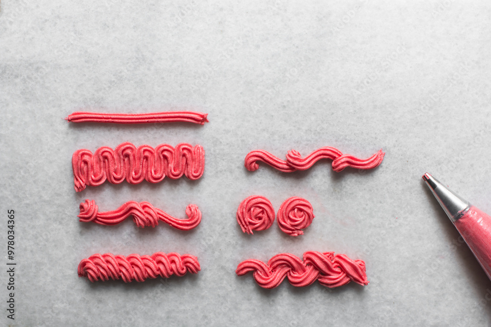 Pink buttercream piped using a open star nozzle, buttercream piped ...