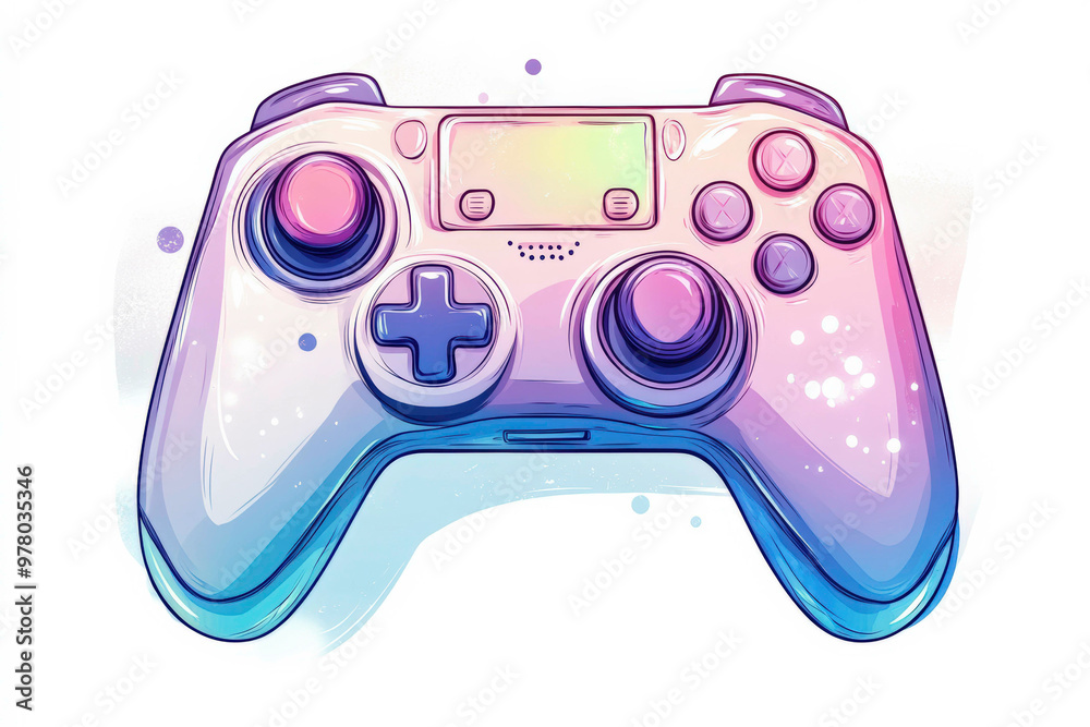 A sleek, pastel-colored gaming controller with glowing buttons ...