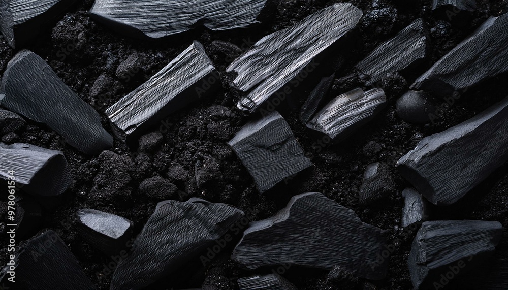 Close-up of biochar black soil texture, showing rich, dark, and fertile ...