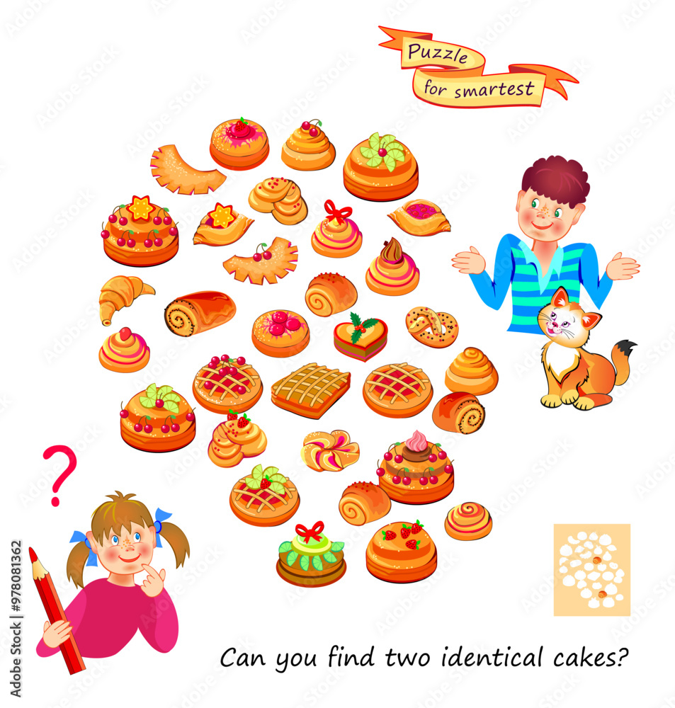 Logic puzzle game for children and adults. Can you find two identical ...