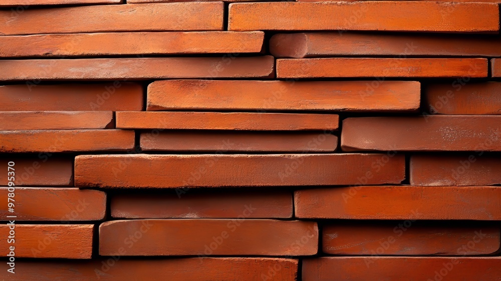 Jagged brick wall with asymmetrical gaps forming patterns, top view ...