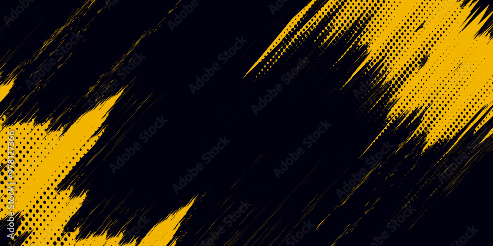 Halftone yellow dots pattern and black gradient grunge texture ...