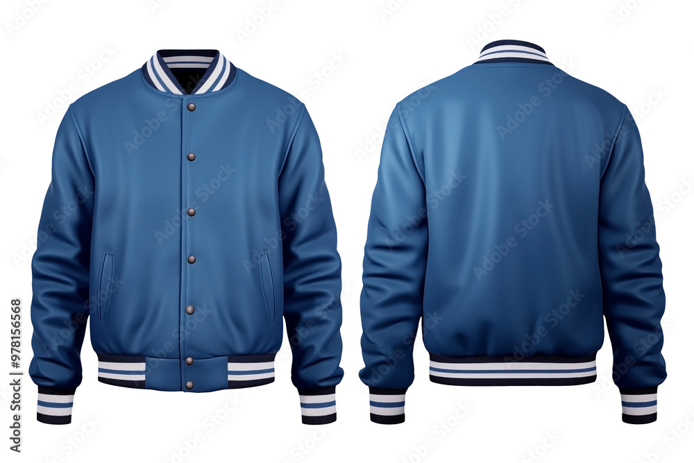 Front View and Back View to an Oversized Baseball Bomber varsity Blue ...