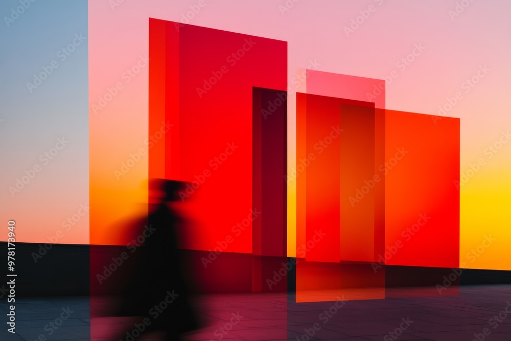 Abstract depiction of disappearance with fading elements dissolving ...