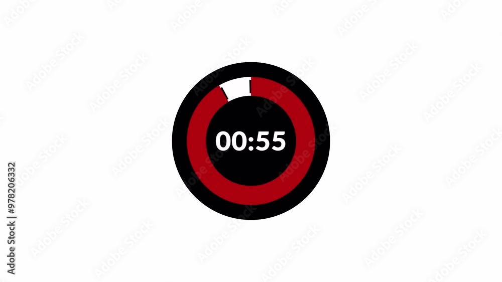 Vidéo Stock 1 minute timer with numbers and white background, clock ...