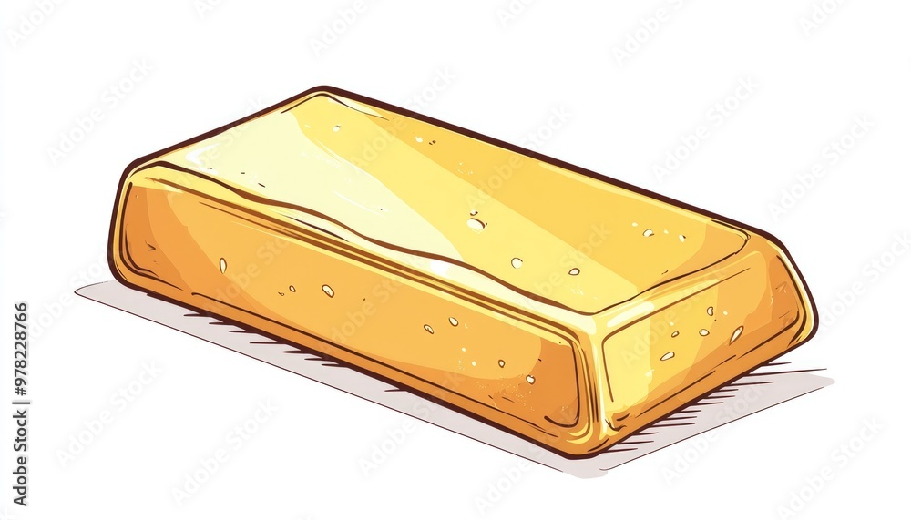 Cartoon illustration of a gold bar in line art style Stock Illustration ...