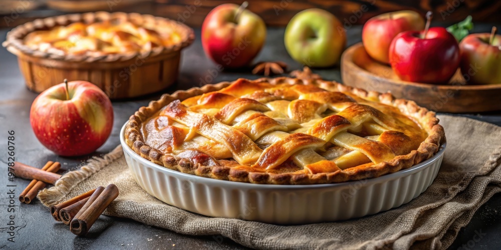 Golden crispy apple pie with a flaky crust and sweet filling , dessert ...