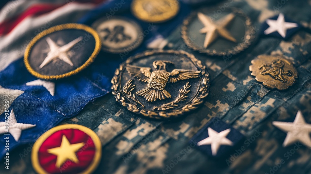 Create a respectful Veterans Day background featuring symbolic elements ...