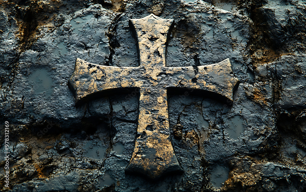 Knights Templar Symbols: Cross Pattee on Stone & Metal Stock ...