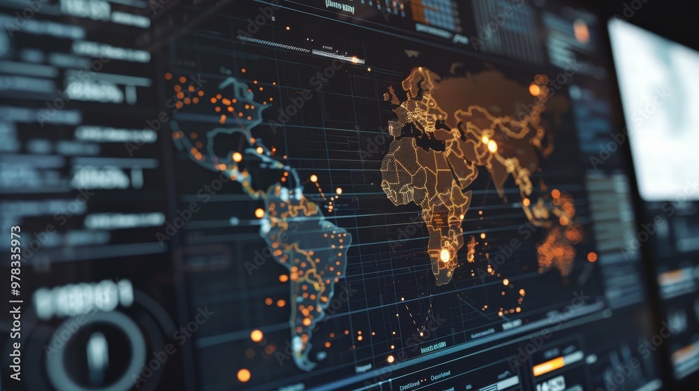 Futuristic Digital Interface With Real Time Crime Prediction Data Map